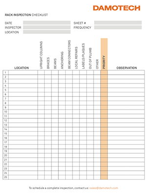Warehouse Pallet Racking Inspection Checklist Template | Damotech